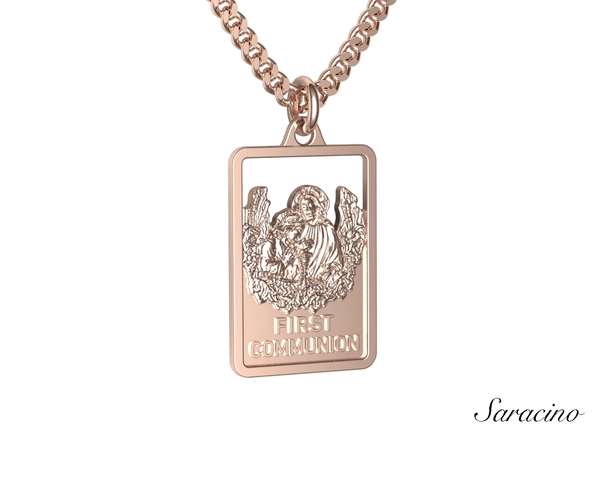 First Communion Medallion in 14K Gold - 100% Authentic – Saracino ...