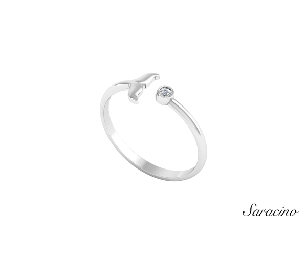 Whale Tail Ring w Bezel Set Diamond | 100% Authentic – Saracino Custom ...